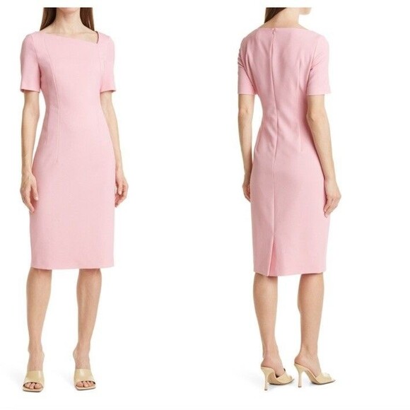 Hugo Boss | Dresses | Hugo Boss Dakera Sheath Dress Pink Blush Midi ...
